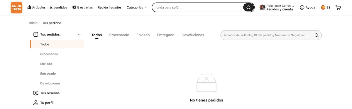 Cómo saber cuándo llega mi pedido de Temu en la app y en la web